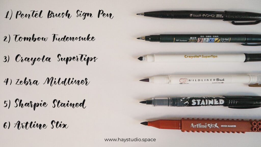 6 Best Brush Pens for Beginner Lettering and Calligraphy ⋆ HAY studio