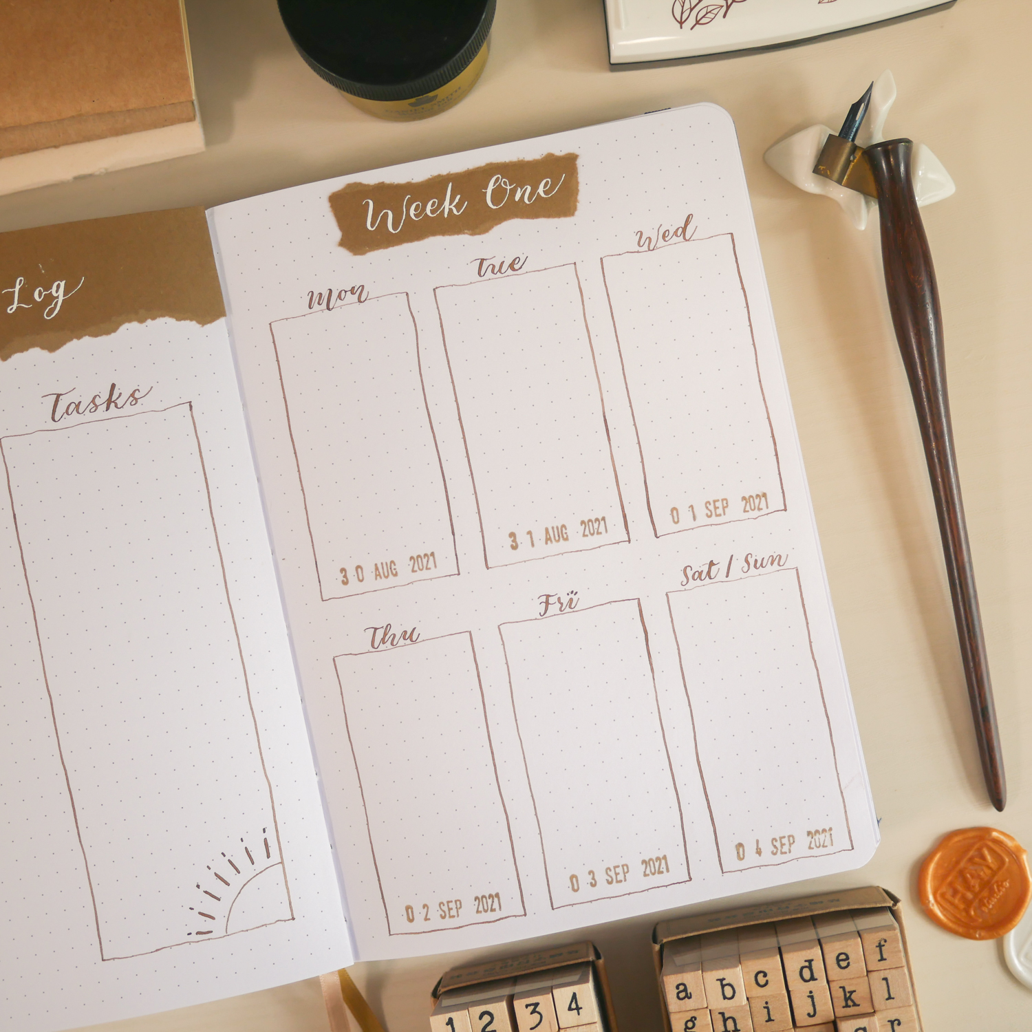 Brown & White Minimal Bullet Journal Setup for September ⋆ HAY studio