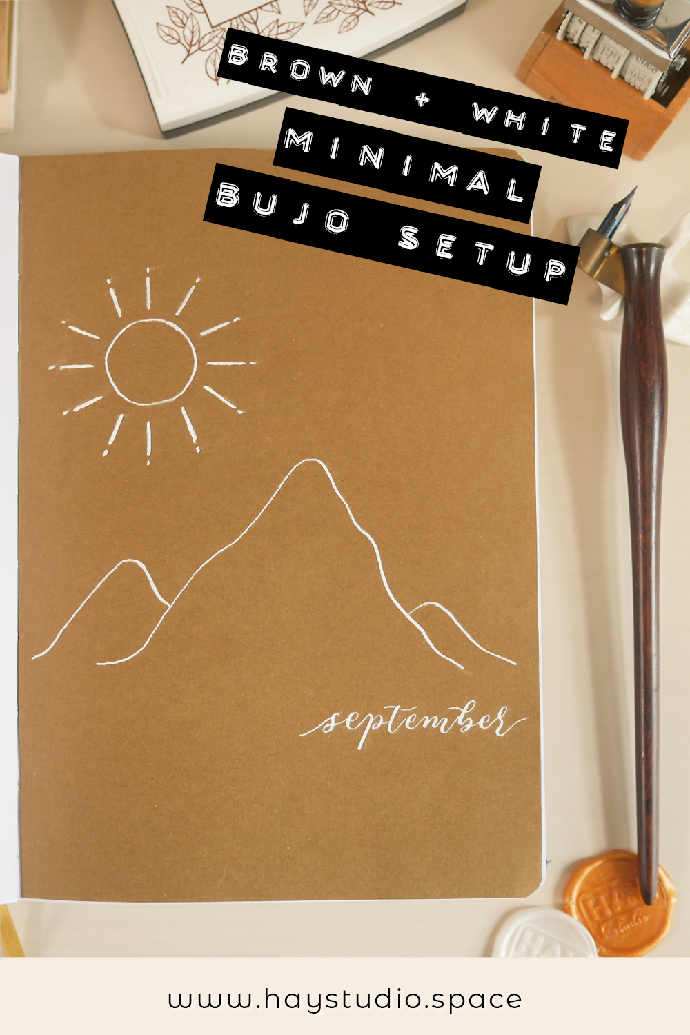 Brown & White Minimal Bullet Journal Setup for September ⋆ HAY studio