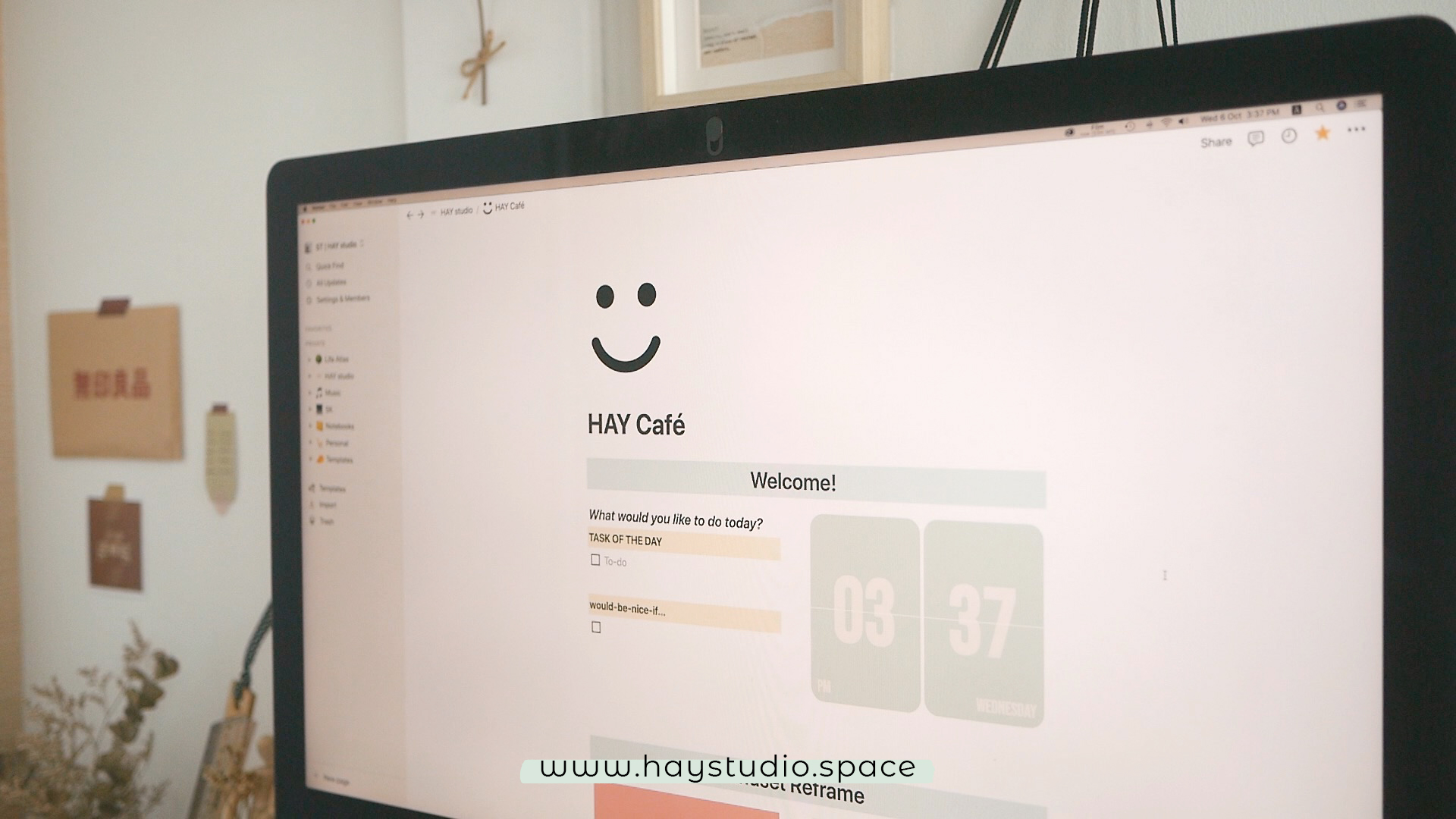 Notion Virtual Cafe: Free Template for Productive Work/Study ⋆ HAY studio