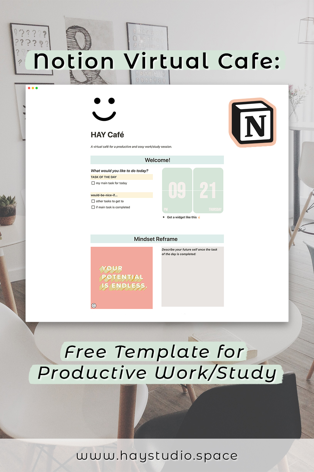 Notion Virtual Cafe: Free Template for Productive Work/Study ⋆ HAY studio
