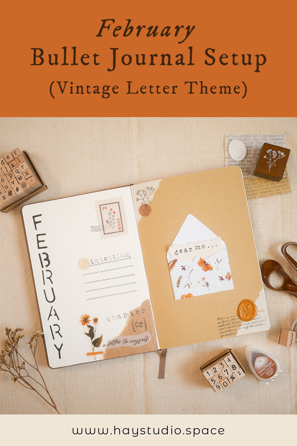 February Bullet Journal Setup - Vintage Letter Theme (Free Printable ...