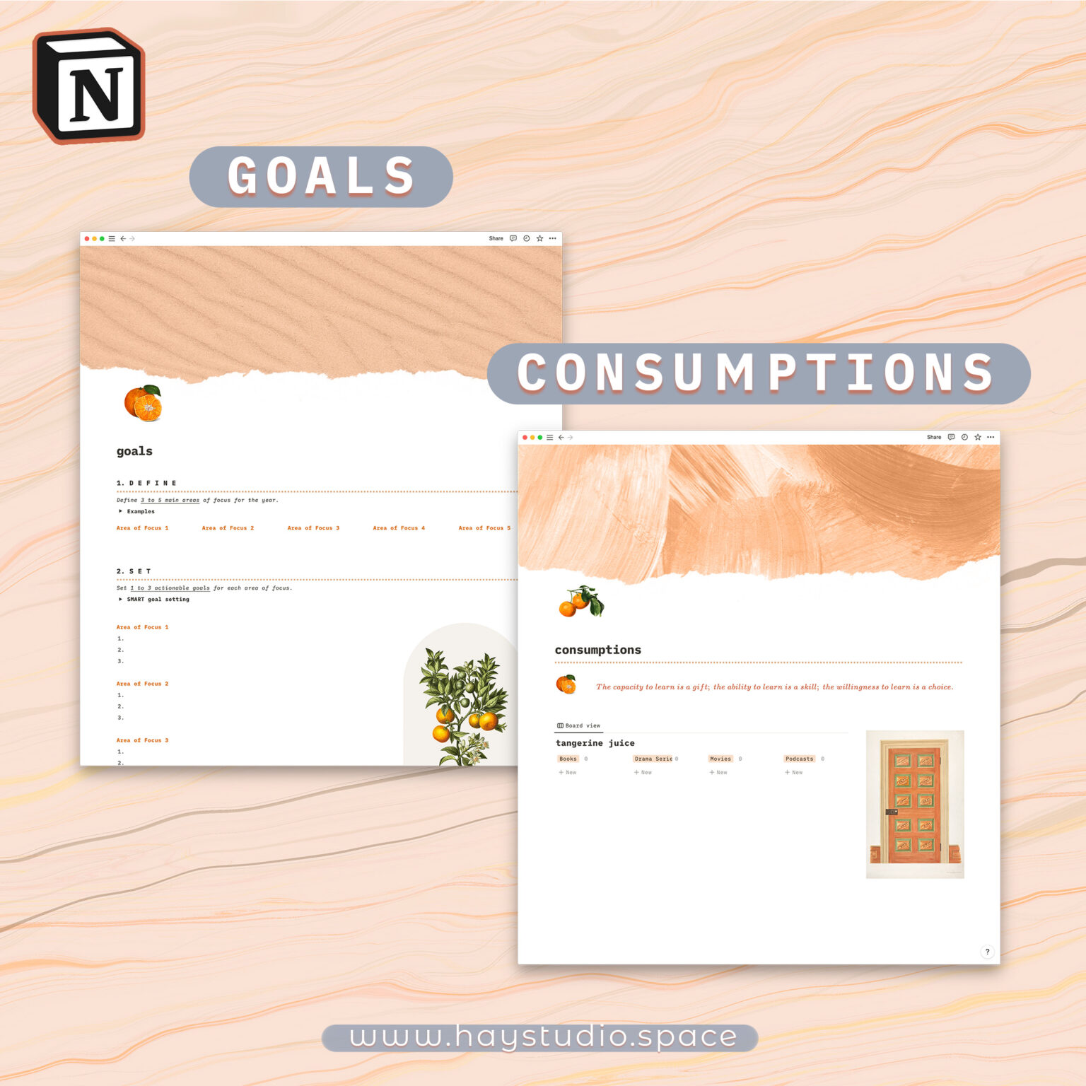 2023 Notion Dashboard Setup - Simple Template to Organise Your Life ⋆ HAY studio