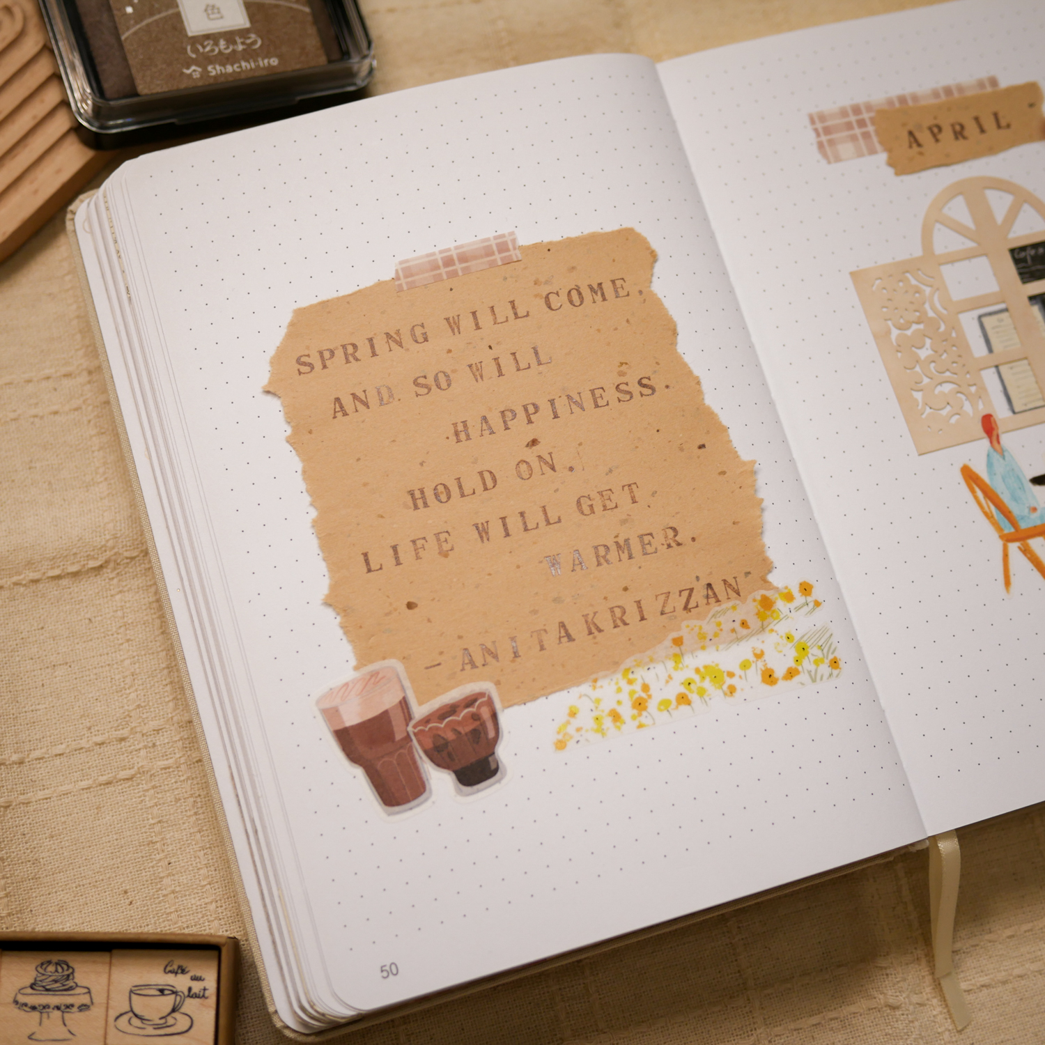 April Bujo Setup 2025 - Spring Cafe Theme (Free Printable!) ⋆ HAY studio