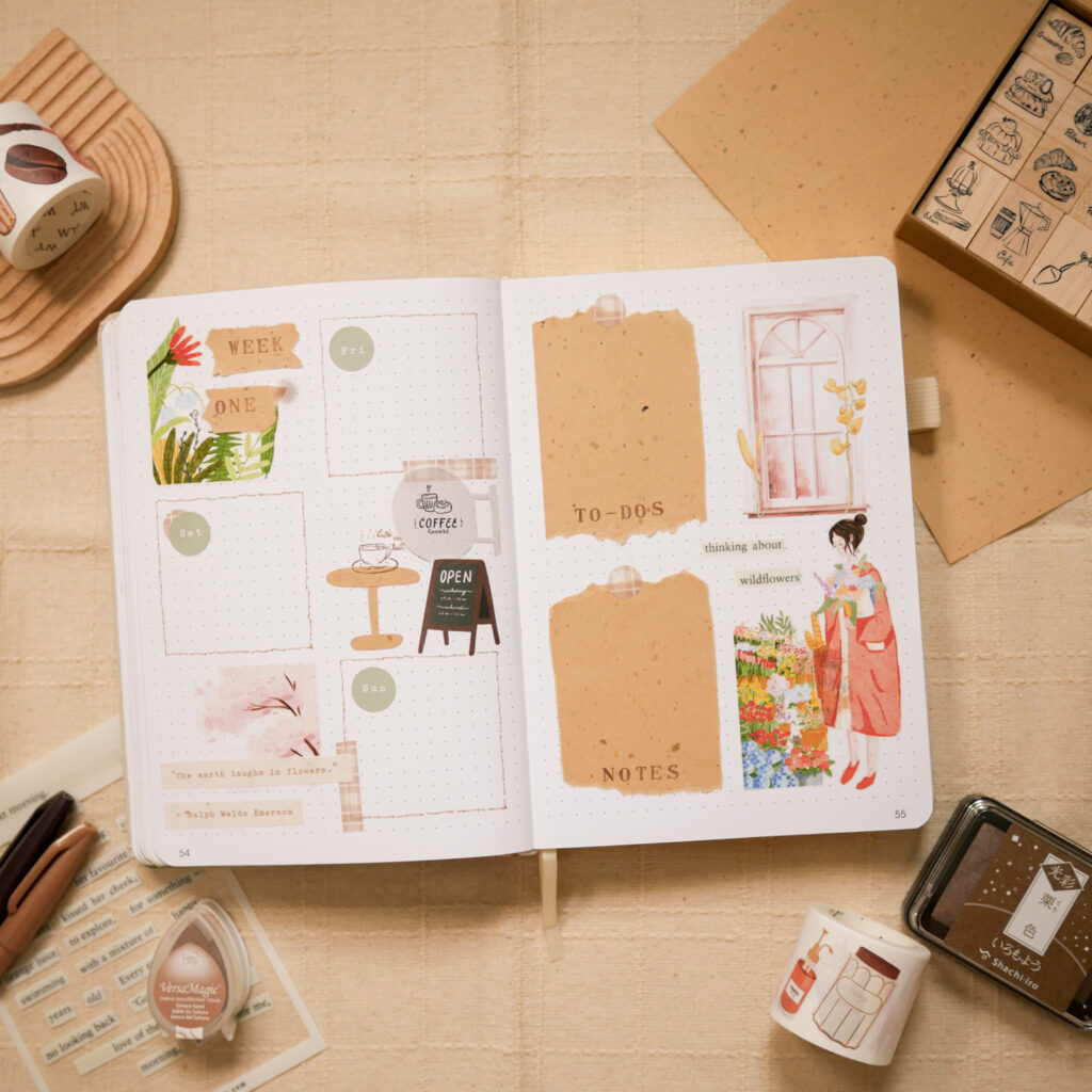 April Bujo Setup 2025 - Spring Cafe Theme (Free Printable!) ⋆ HAY studio